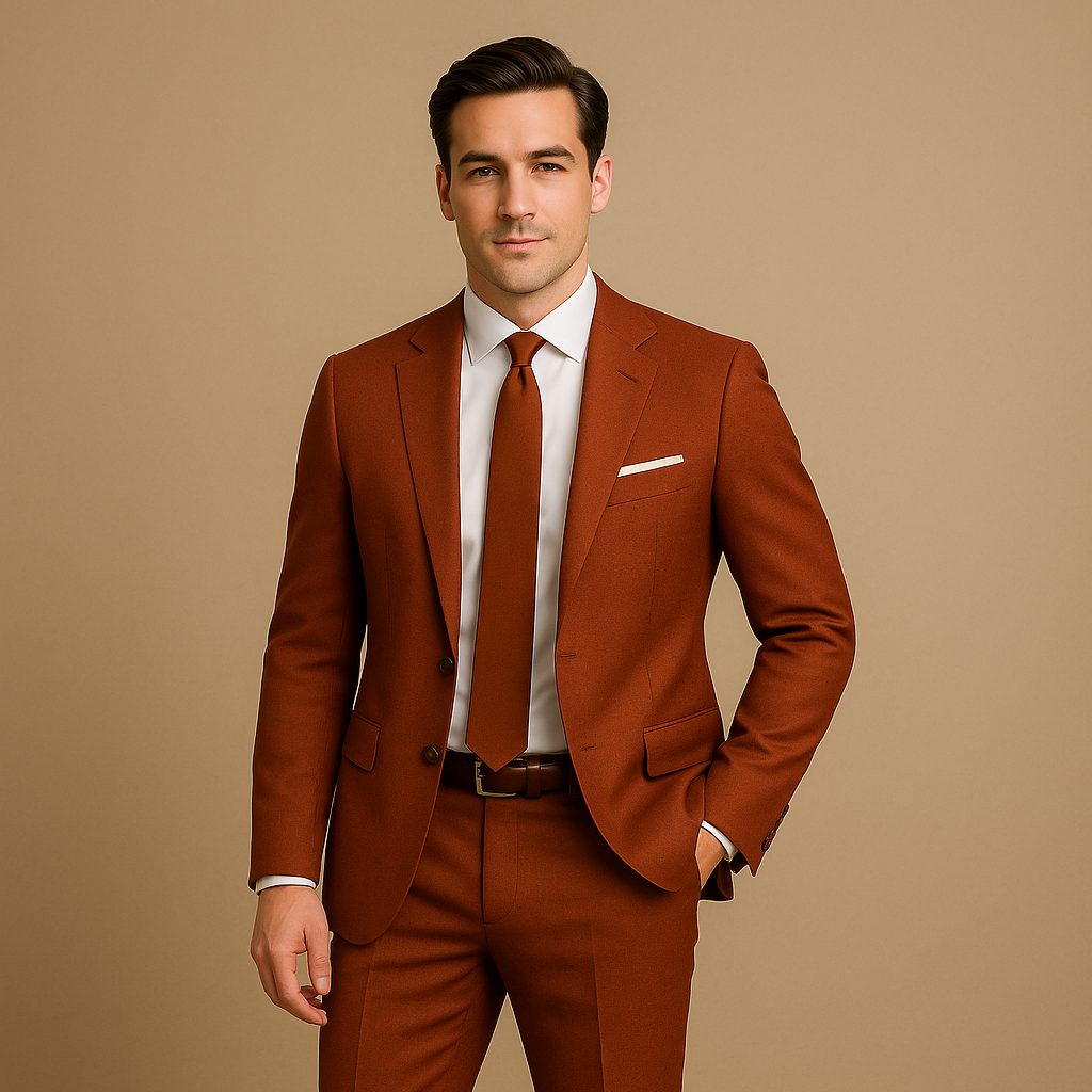 Men's 2 Piece Rust Orange Color Suit – Systado